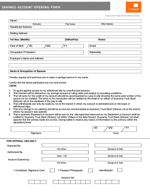 Savings Account Form