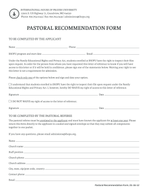 Pastor Recommendation Letter College Student Admissions Criteria