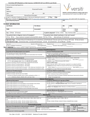 Versiti Test Catalog - Catalog Library