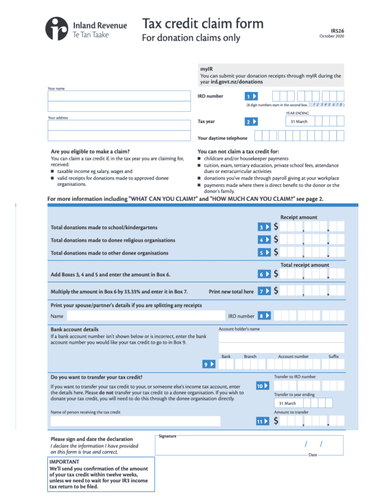 Ird Donations Claim Form Complete With Ease AirSlate SignNow