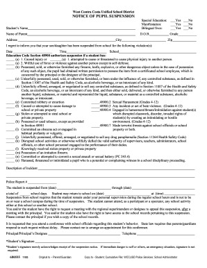 School Suspension Slip