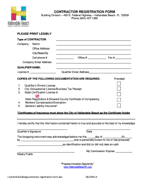 Contractor Registration Form - Hallandale Beach, FL ... - Fill Out and ...
