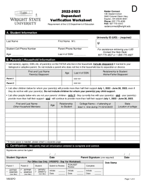 2022 2023 Dependent Verification Web Form Pdf - Printable Forms Free Online