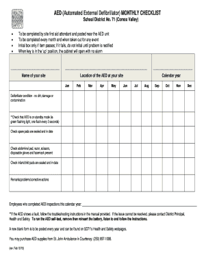 Heartsine Aed Monthly Checklist Form Mobile Defibrillator | HeartSine