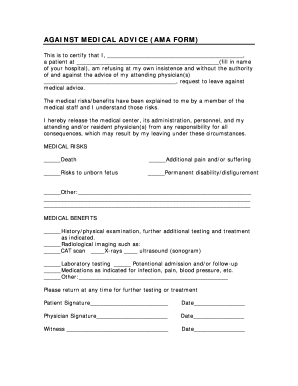 Against medical advice form - Fill Out and Sign Printable PDF Template ...