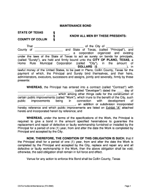 Texas maintenance bond form - Fill Out and Sign Printable PDF Template ...