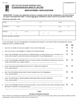 Employment application - NYS Teachers' Retirement System - nystrs form ...