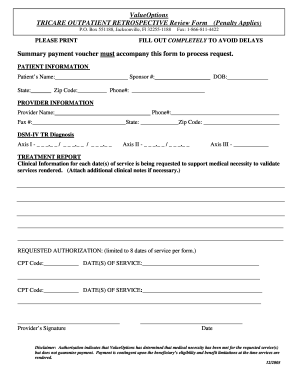 Tricare Retro Outpatient Treatment Report Form - Fill Out and Sign ...