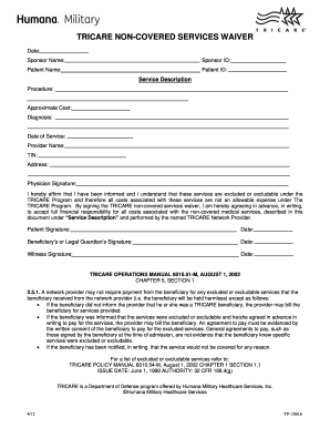 Tricare non covered services waiver 2012 form - Fill Out and Sign ...