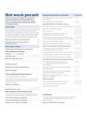 Nyc Hot Work Permit Template