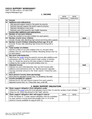 Washington Child Support Worksheet