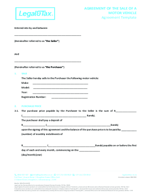 Voetstoots Sale Agreement Template