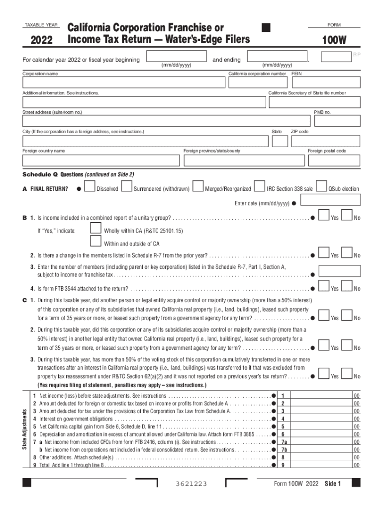 California 100w Franchise Tax Form: Complete with ease | airSlate SignNow