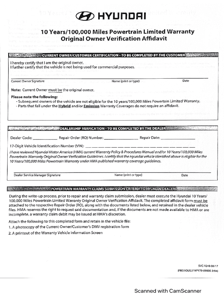 Hyundai Original Owner Affidavit 2017 2026 Form Fill Out And Sign