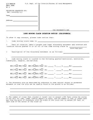 Blm mining claim forms california - Fill Out and Sign Printable PDF ...