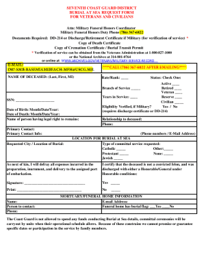 Burial At Sea Request Form