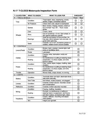 Motorcycle Inspection Checklist Pdf | Reviewmotors.co