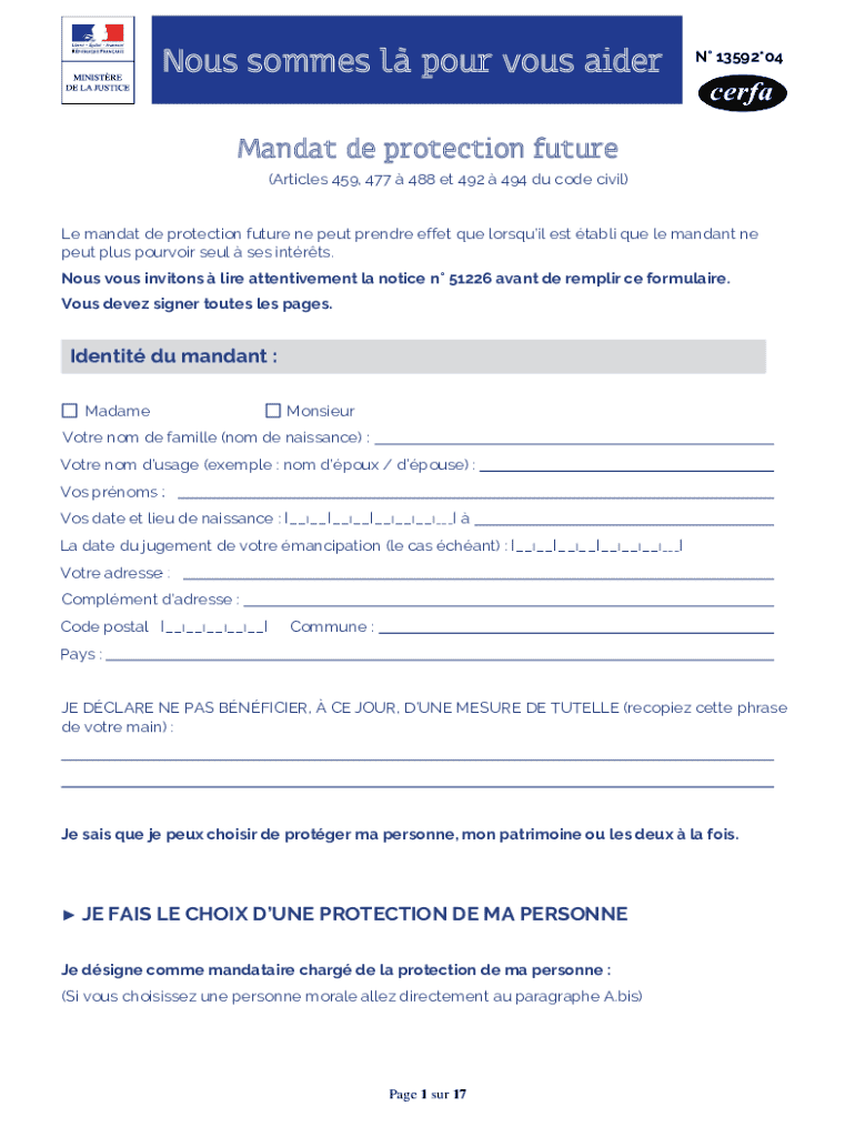 Mandat De Protection Future Fill Out And Sign Printable PDF Template