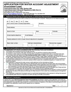 Get And Sign Water Account Adjustment Application Form Concealed Leak - Fill Out and Sign ...