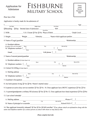 Military School Application Form 2023 - Printable Forms Free Online